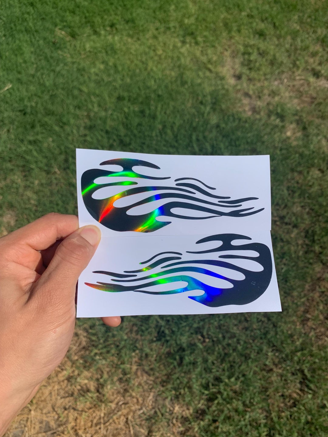 2x Flame Decal Sticker Set 2 Mirrored Motorcycle Decals Helmet Decals ...