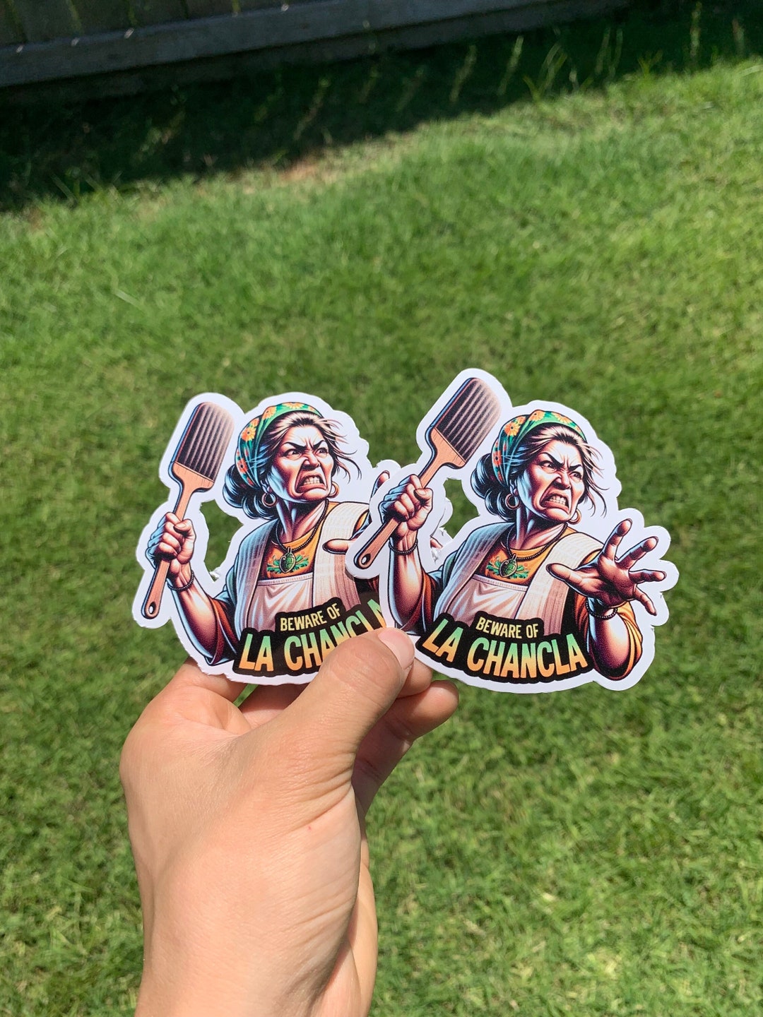 Beware of La Chancla 2x Mexican Mom Mexican Sticker, Mexican Phrases ...