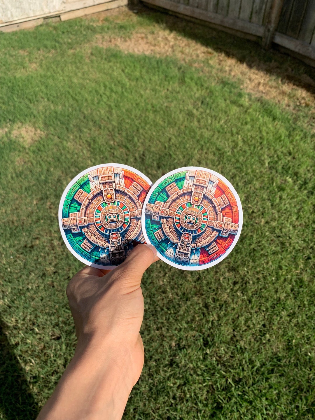 Aztec Calendar 2x With Mexican Flag Colors Animated Die Cut Vinyl ...