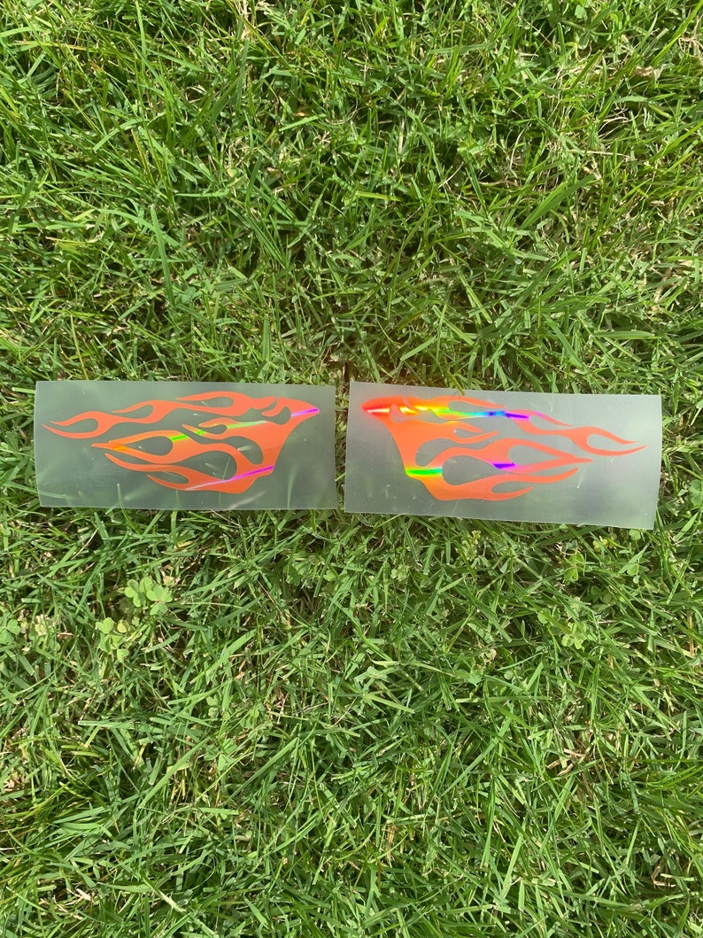 2x Flame Decal Sticker Set 2 Mirrored Motorcycle Decals Helmet Decals ...