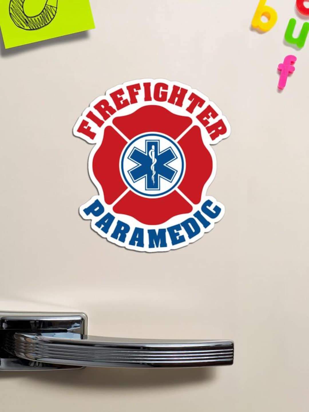 MALTESE CROSS With Firefighter Paramedic | Large Magnet | Personalized ...