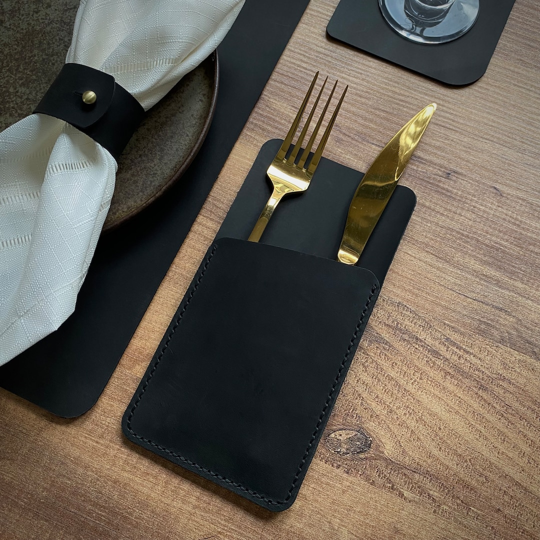 Premium Leather Cutlery Holder Perfect for Restaurants, Deluxe Leather ...