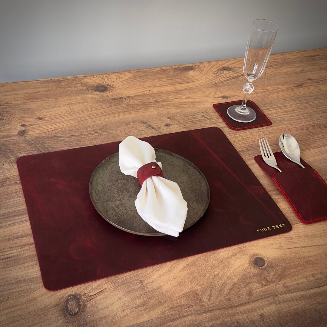 Personalized Genuine Leather Placemats Elegant Table Decor for Dining ...