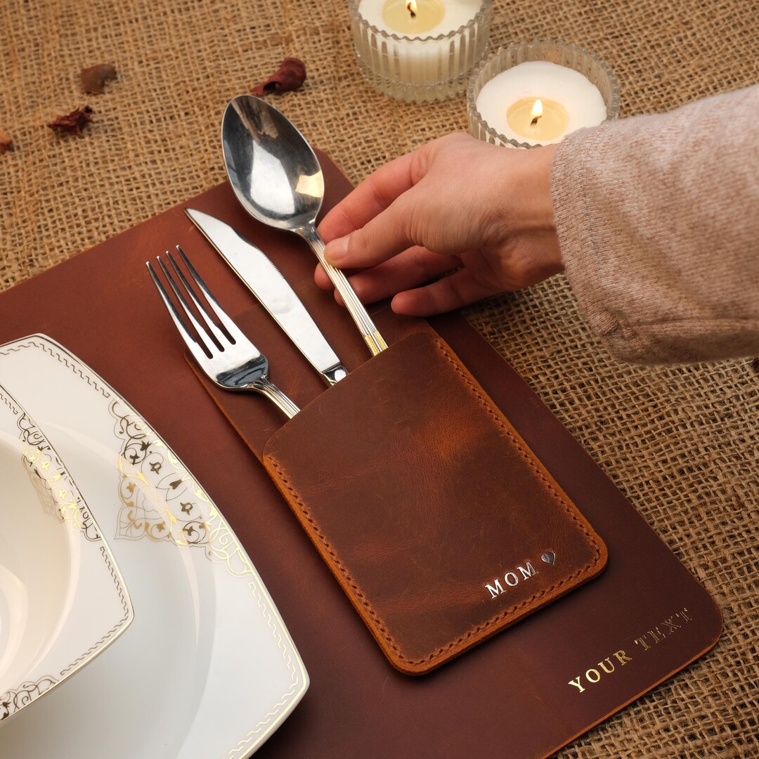 Personalized Leather Cutlery Holder - Perfect for Restaurants, Cutlery ...