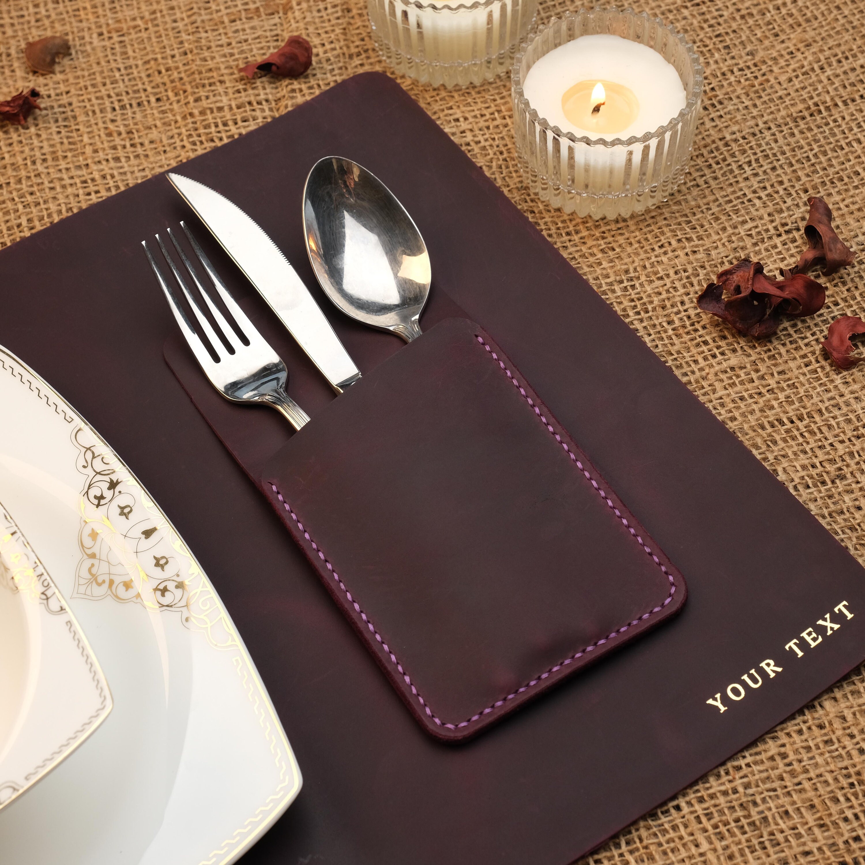 Personalized Leather Cutlery Holder Perfect for Restaurants, Cutlery ...