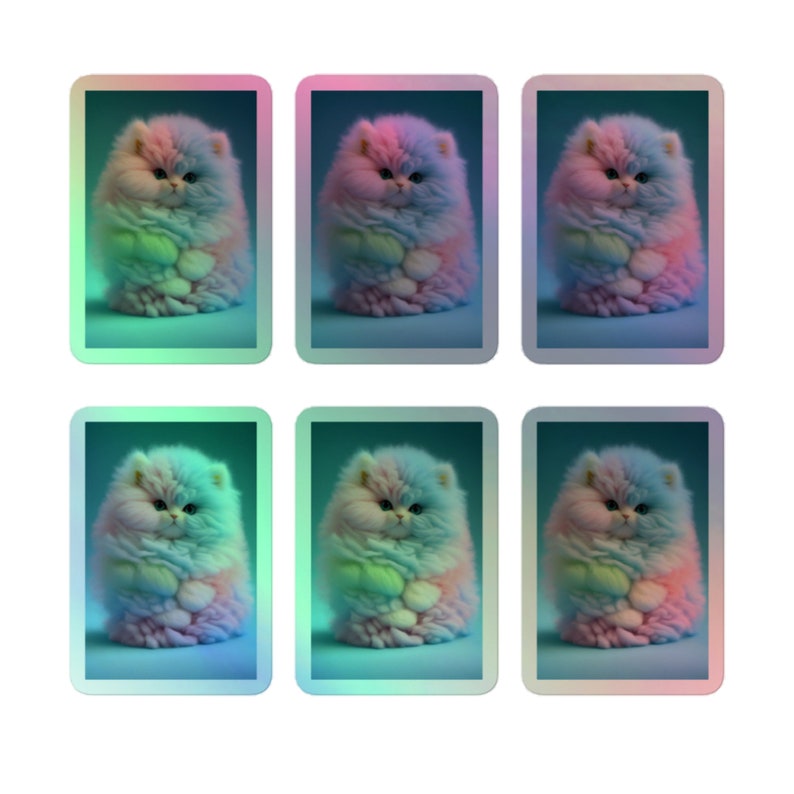 Cool Rainbow Holographic Cat Sticker: Add Whimsical Charm to Your ...