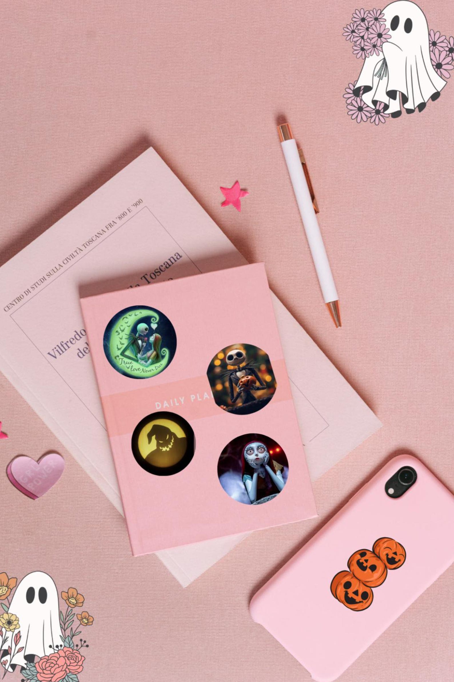 Spooky Couple and Monster Stickers Cute Halloween Stickers for Water ...