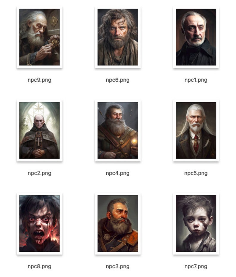 A4 Sheet of D&D NPC Men Characters in a Gothic World Active - Etsy