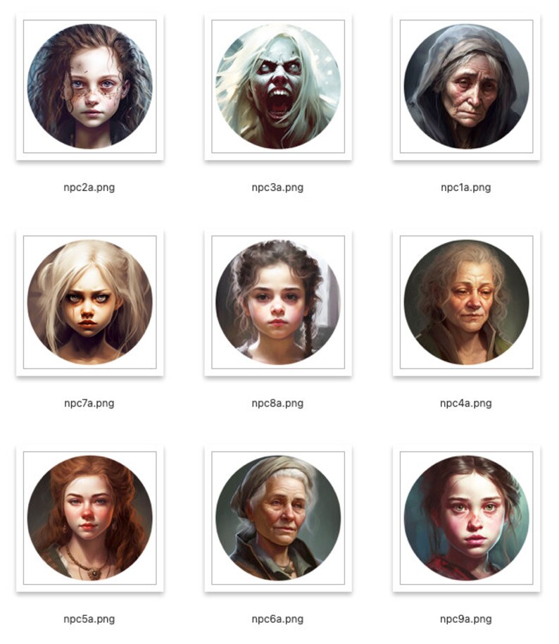 A4 Sheet of D&D NPC Woman Characters in a Gothic World - Etsy