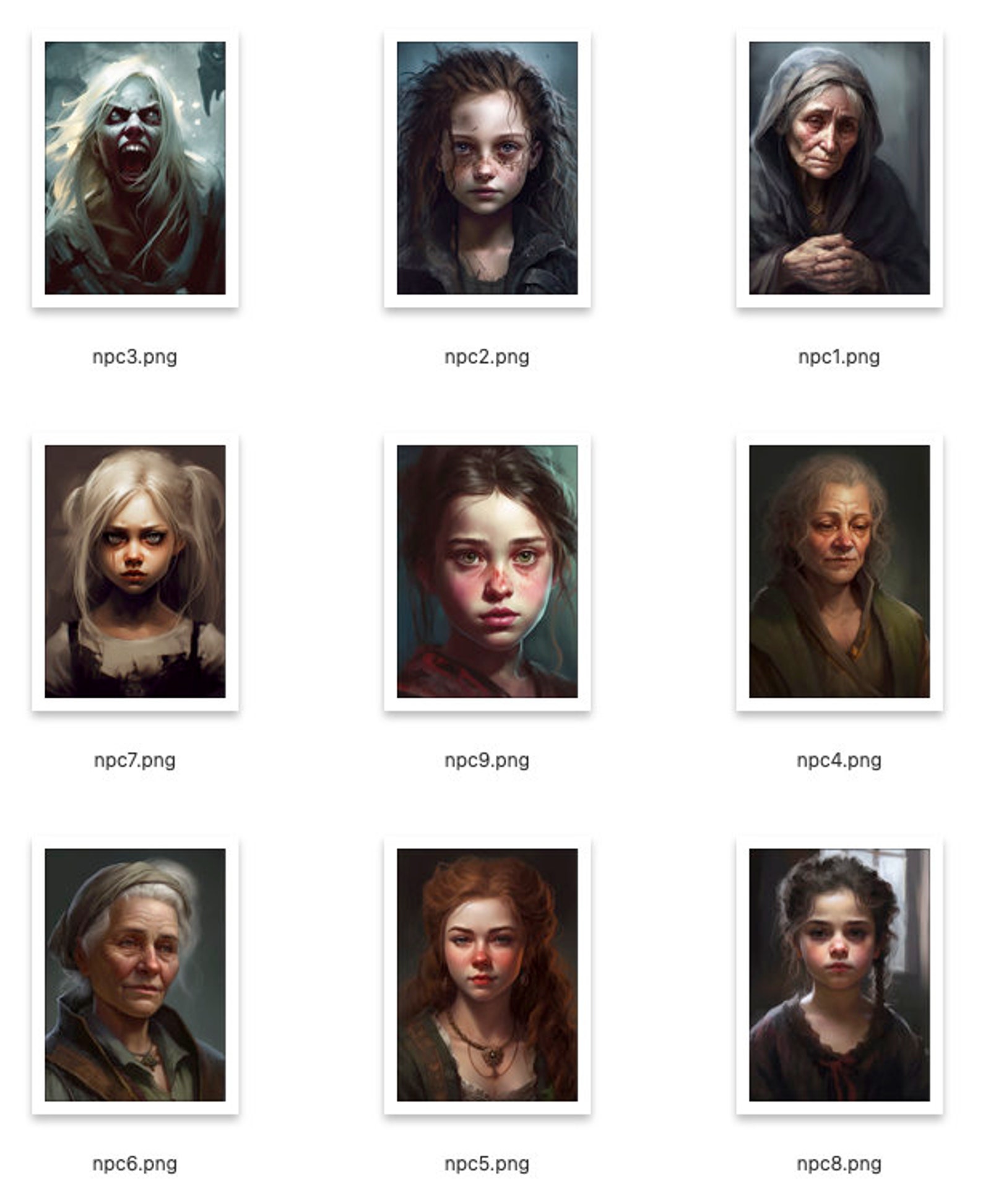 A4 Sheet of D&D NPC Woman Characters in a Gothic World - Etsy