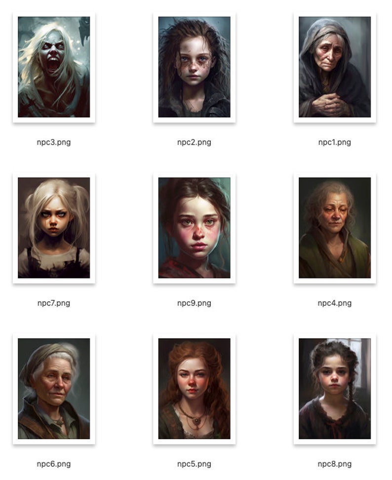 A4 Sheet of D&D NPC Woman Characters in a Gothic World - Etsy