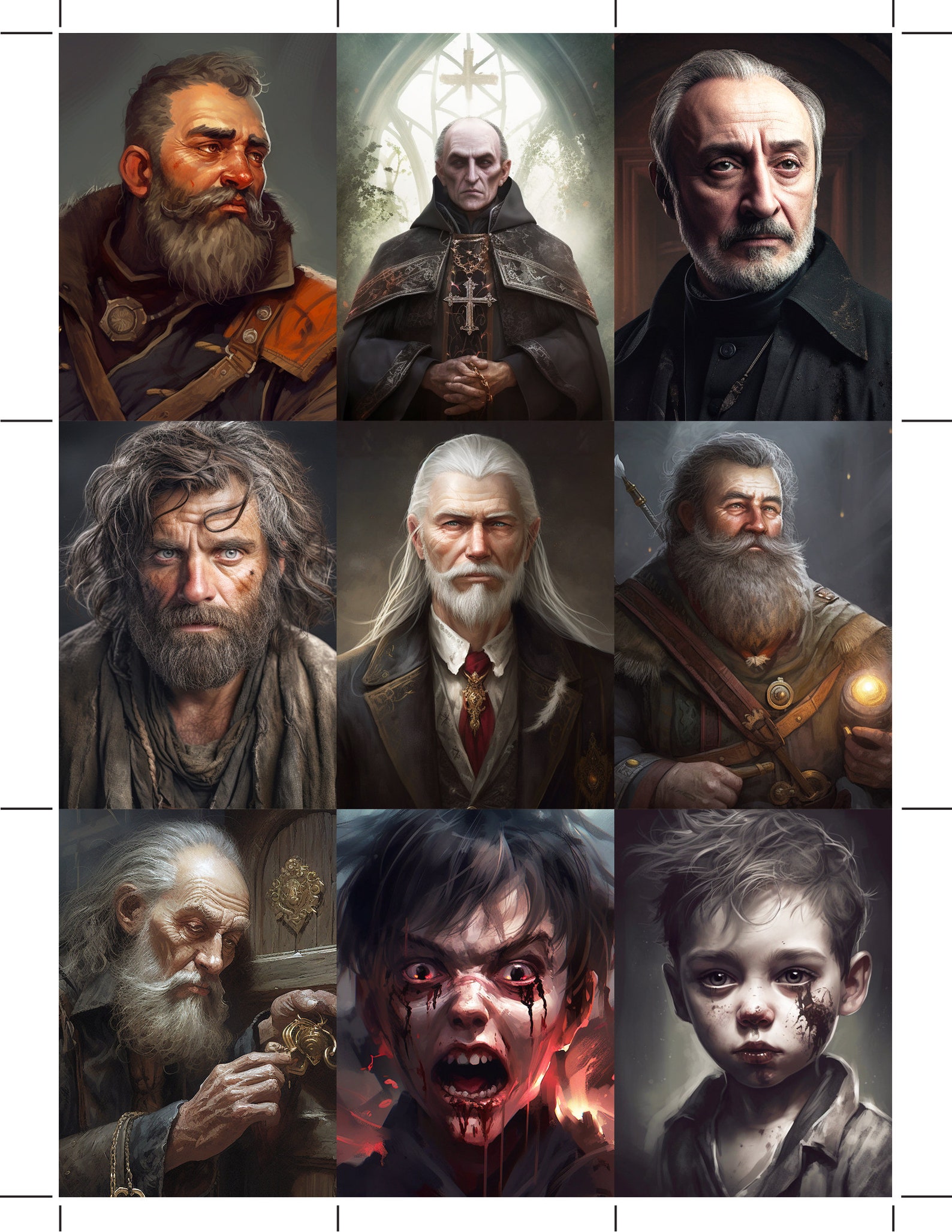 A4 Sheet of D&D NPC Men Characters in a Gothic World Active - Etsy