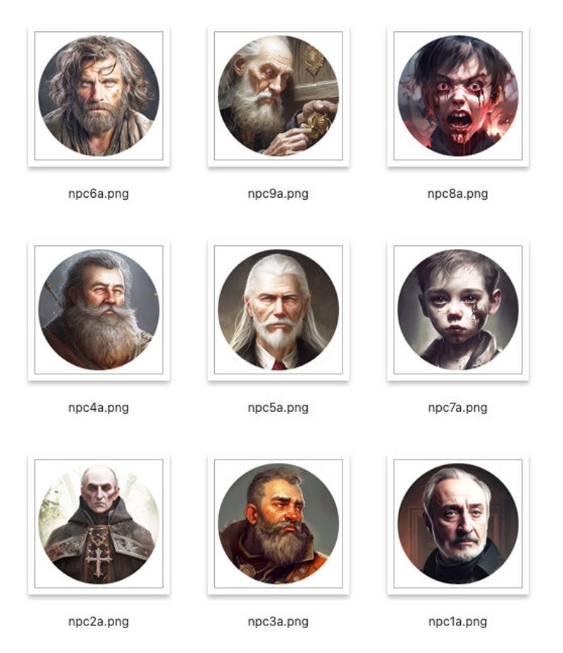 A4 Sheet of D&D NPC Men Characters in a Gothic World Active - Etsy