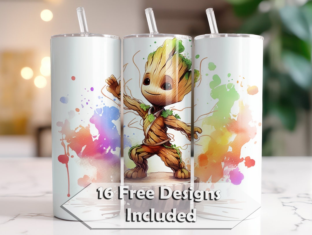 Baby Groot Tumbler Cup - 20oz Straight Skinny Wrap - Sublimation Design ...