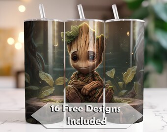 Cute Baby Groot Tumbler Cup Design Baby Groot Tumbler Wrap 20oz Skinny ...