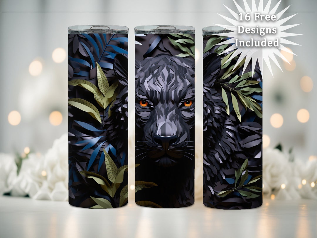 3D Panther 20oz Sublimation Tumbler Designs, Jaguar Design - Straight ...