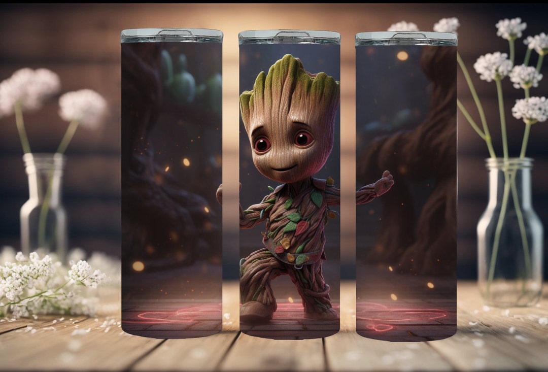 Baby Groot Tumbler Cup 20oz Straight Skinny Wrap Sublimation Design ...