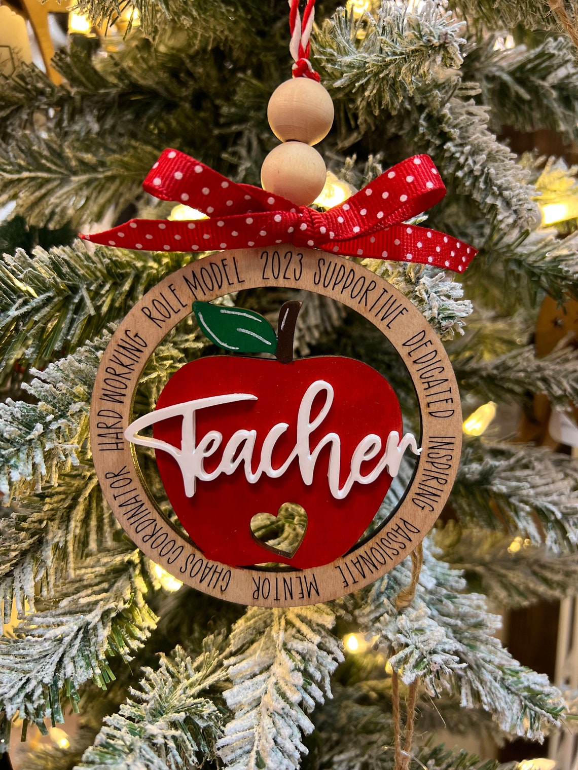 Teacher Ornament teacher Christmas Ornament wood Ornament - Etsy