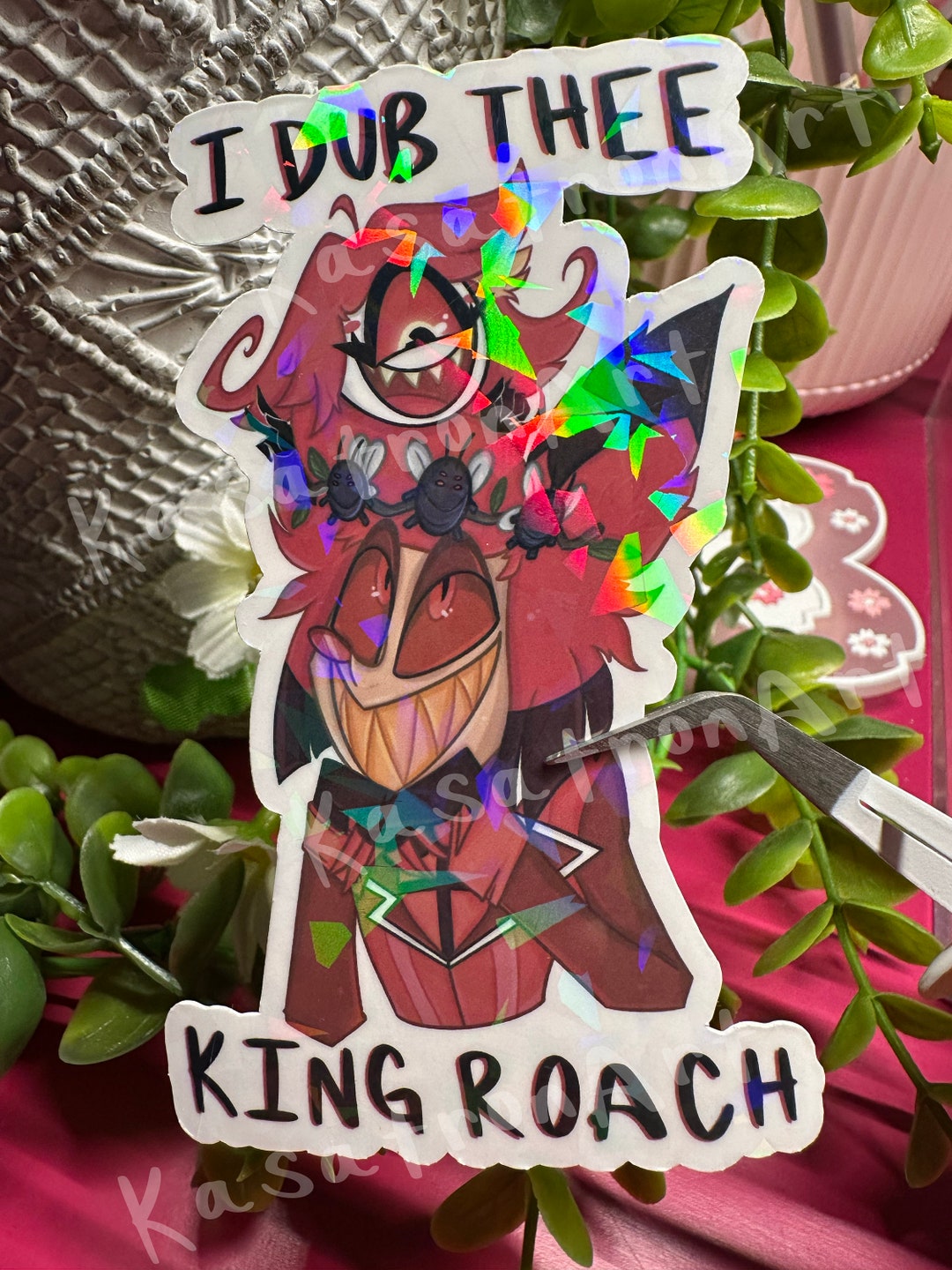 Hazbin Hotel Alastor & Niffty Sticker I Dub Thee King Roach Hazbin, Glitter, Laminated, Radio ...