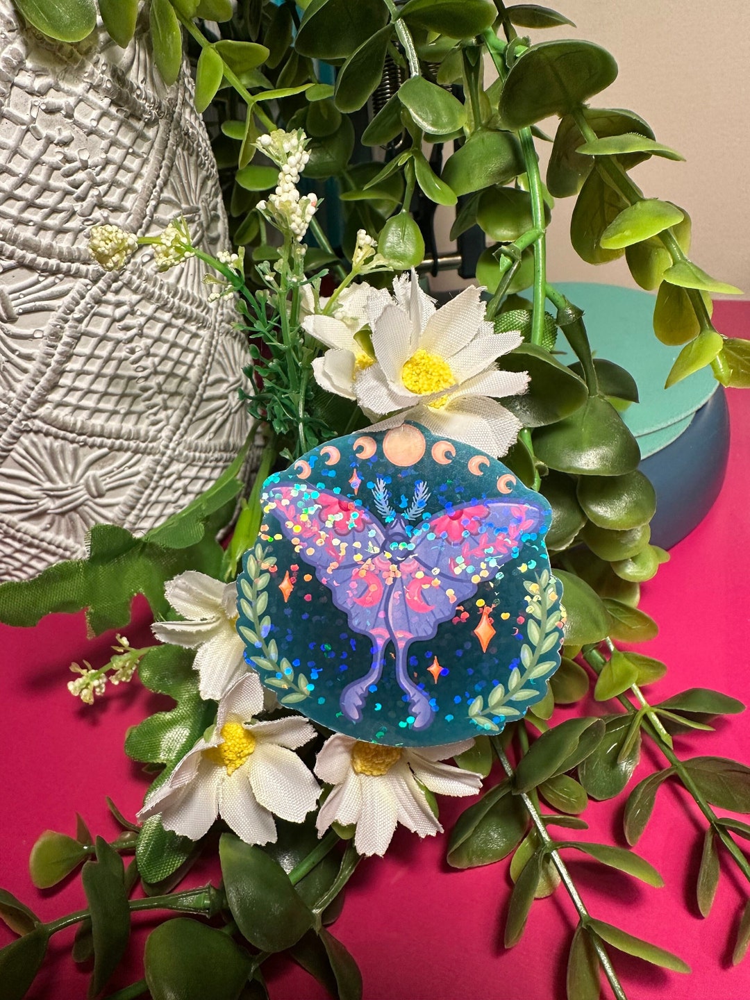 Witchy Moth Sticker Lunar Moth Sticker Moon Cycle, Witchy, Lunar Moth ...