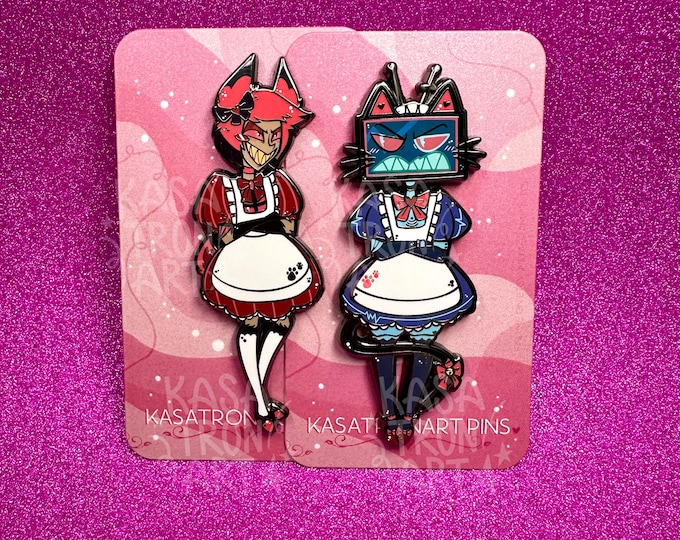 Hazbin Hotel Maid Cafe Cuties Alastor & Vox 3’ - Deer Alastor, Kitty ...