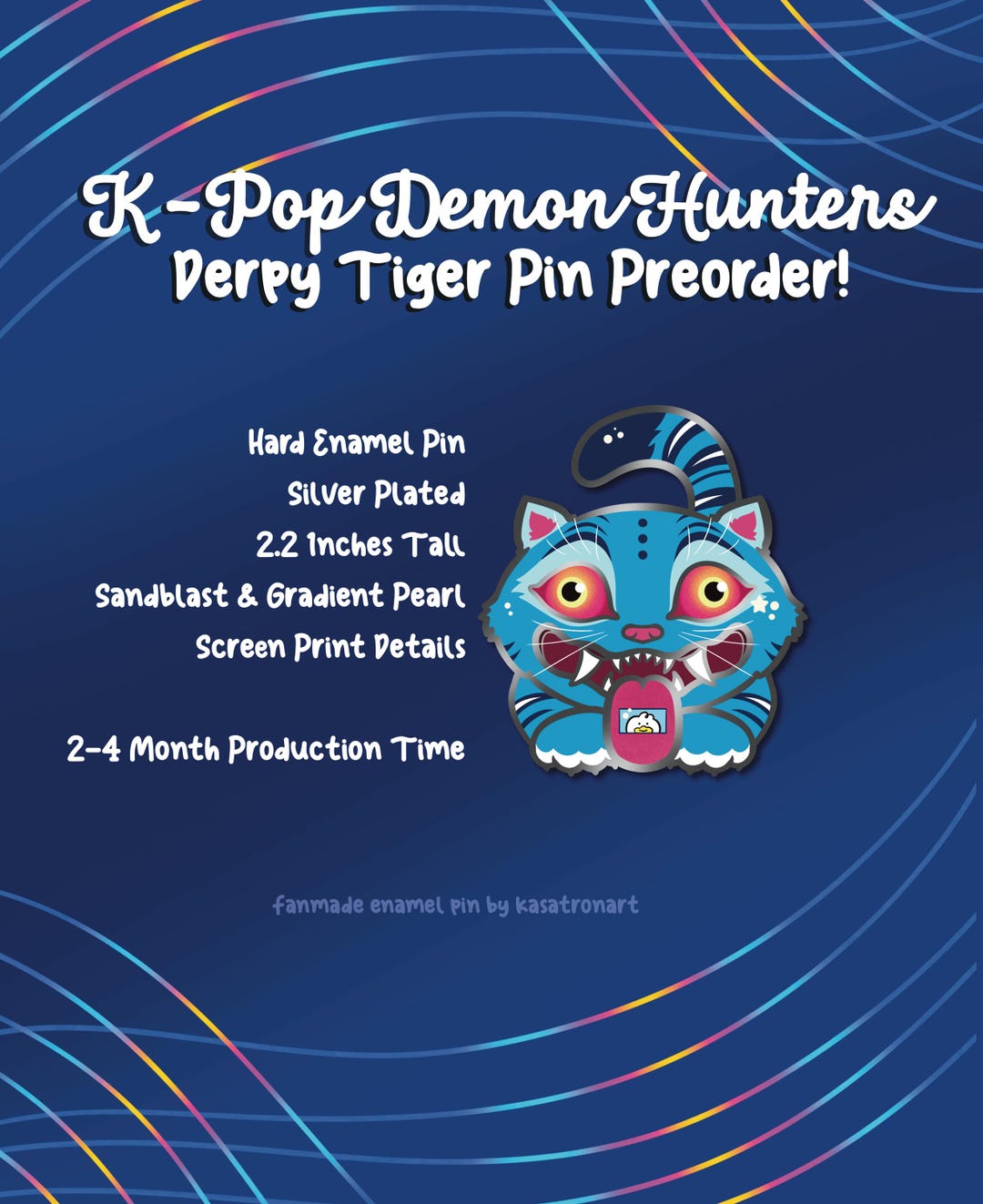 K-pop Demon Hunters Derpy Tiger Pin 2’2 PREORDER || Tiger, K-pop, Cute ...