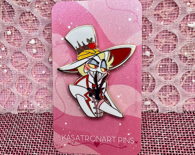 Hazbin Hotel Cheeky Lucifer Enamel Pin 2” || Gold Enamel || Hells Best ...