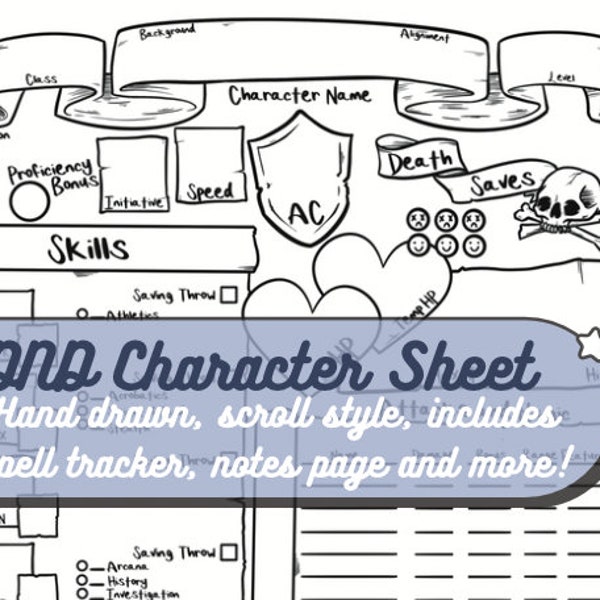Hand Drawn 5e Character Sheet - Etsy