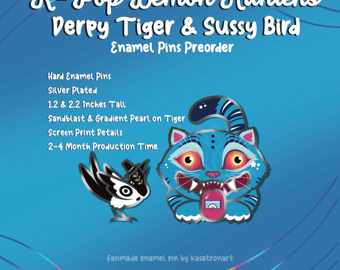 KPDH Derpy Tiger & Suss Bird Pins 2’2-1.2’ PREORDER || Tiger, K-pop, Enamel Pin, Preorder ...
