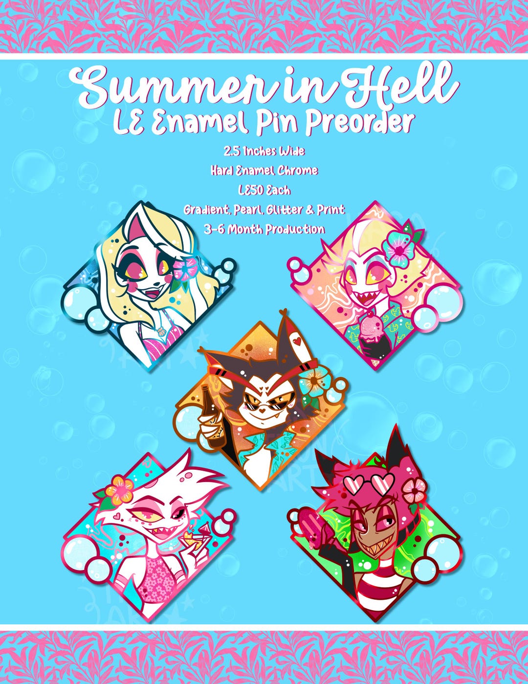 Hazbin Hotel Summer in Hell Cuties PREORDER | 2.4” Enamel Pin || LE50 ...