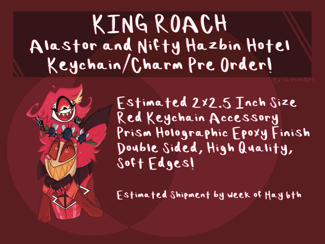Hazbin Hotel Alastor & Nifty King Roach Keychain / Charm PREORDER 2x2.5 ...
