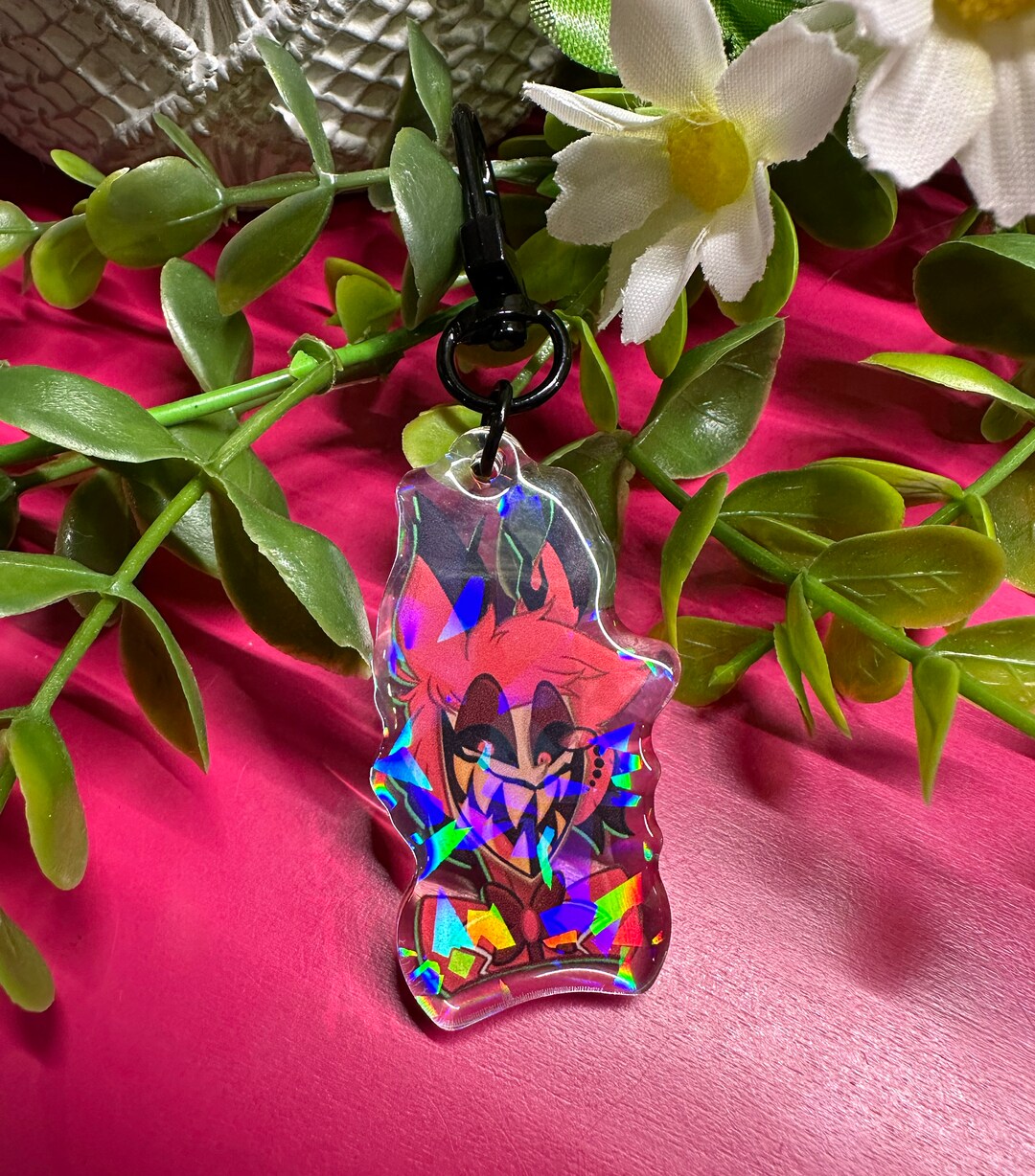 Hellaverse Spooky Alastor Keychain / Charm 2x1.8 Holo Acrylic Epoxy ...