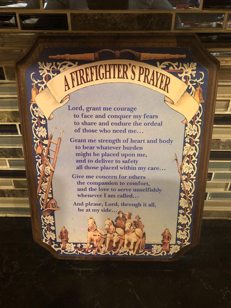 Vintage A Firefighter's Prayer Wood Wall Plaque Lord Grant Me Courage ...