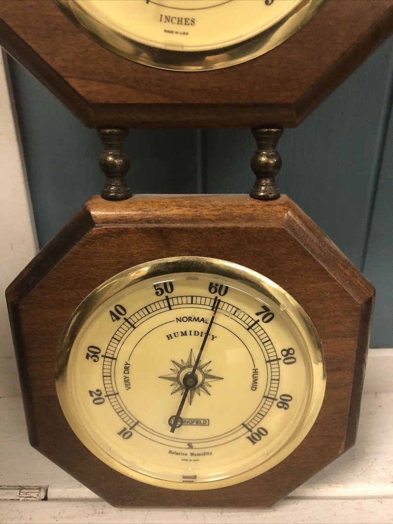 Vintage Springfield Weather Station Barometer Thermometer Humidity USA ...