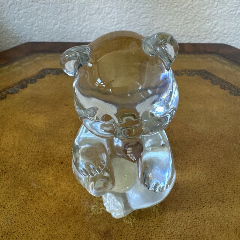 Vintage Fenton Art Glass 4” Teddy Bear Birthstone October Pink Heart ...
