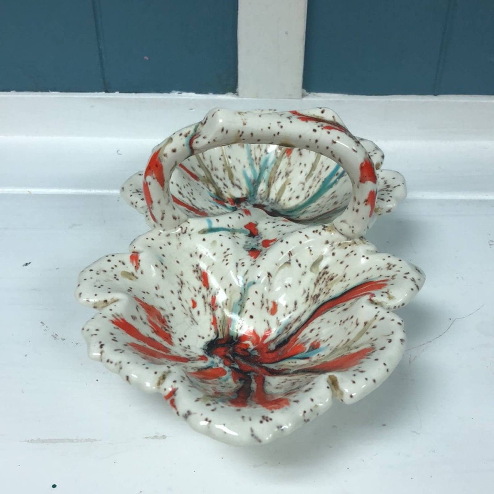 Vintage Hand Painted Glazed Ceramic Candy Dish Decoration 10” X 6 ...