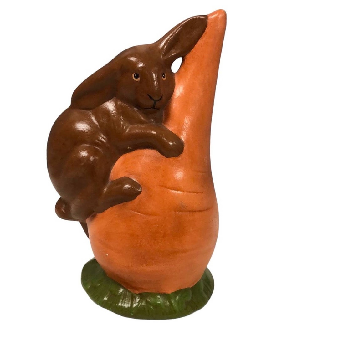 Vintage 7” Easter Bunny on Upside Down Carrot Hand Painted Signed ...