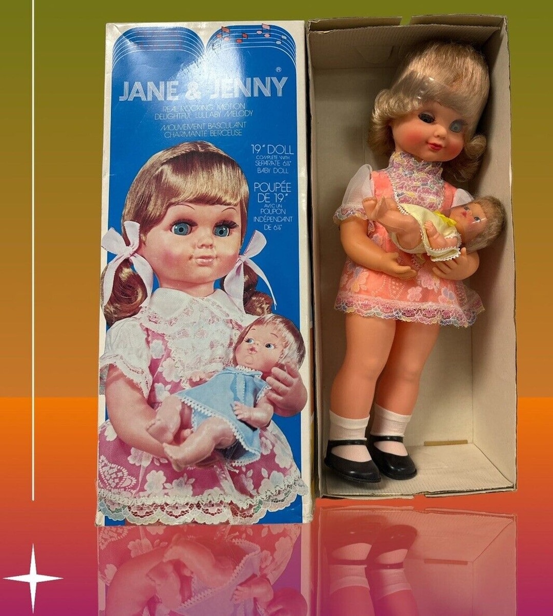 Vtg 1960s JANE & JENNY Musical Rocking 19” 6” Doll (blonde) NEW in ...