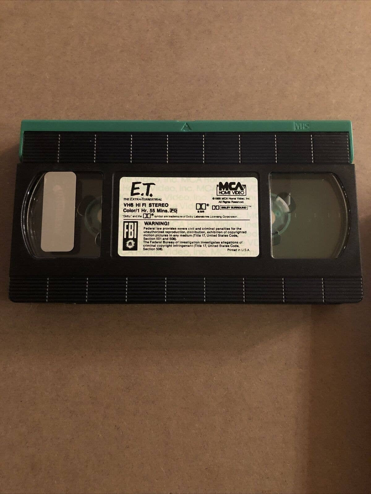 E.T. the Extra-terrestrial VHS Video Cassette 1988 Rare Green Tape VTG ...