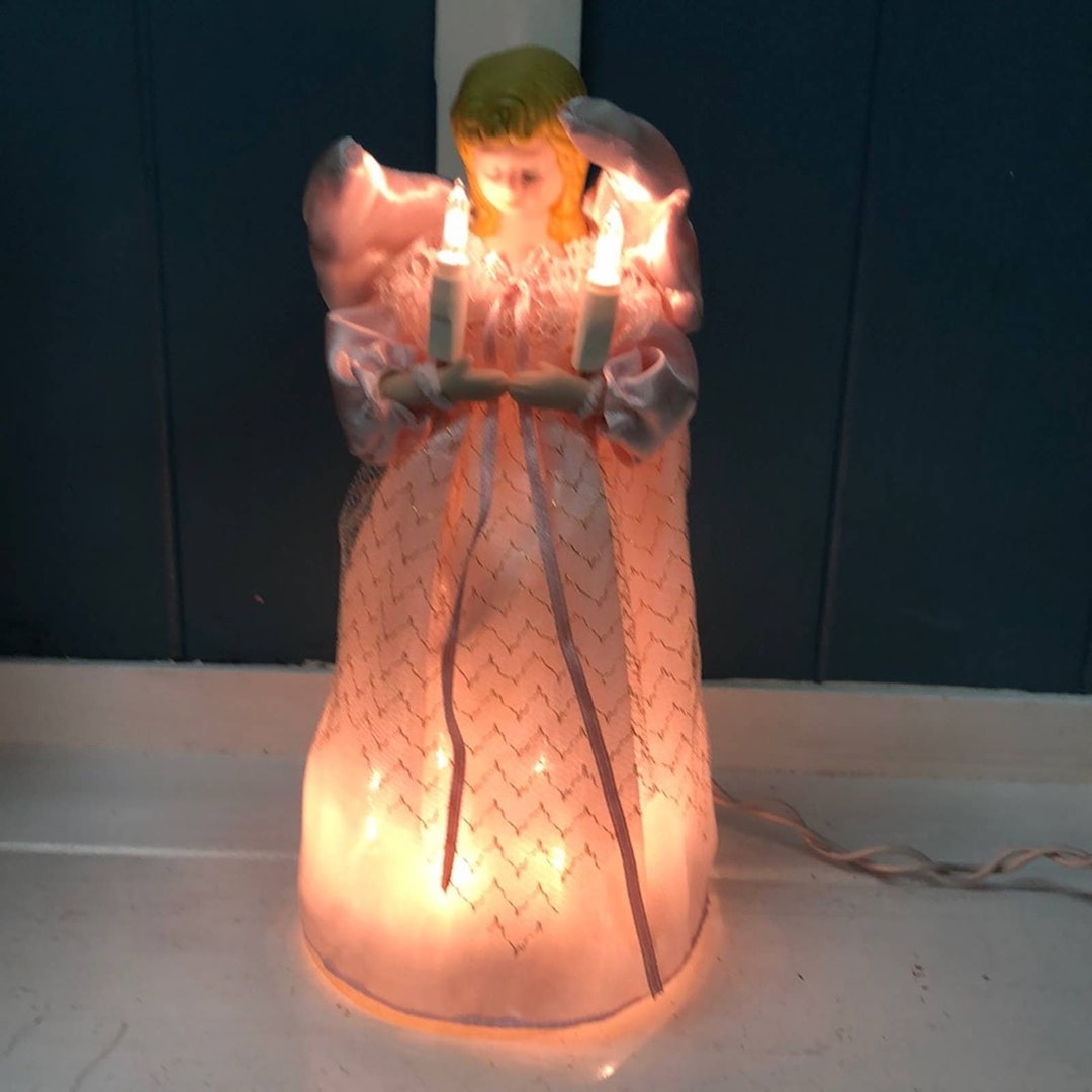 Vintage Illuminated Porcelain Angel Christmas Tree Topper 9 Doll That ...