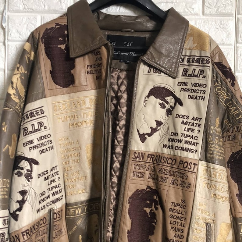 RARE Vtg 90's Raw Flavor Tupac 2pac Shakur Leather Collectible Bomber ...
