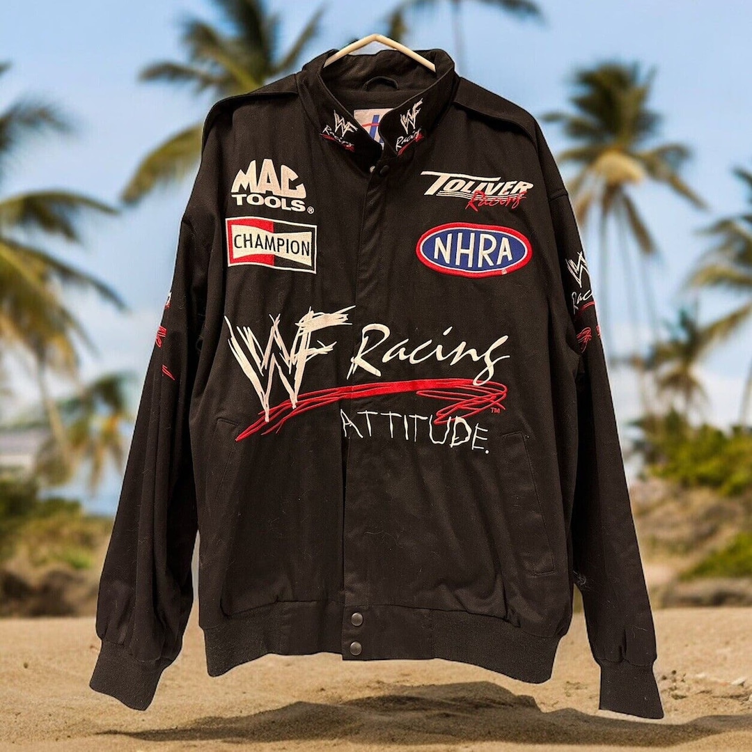 RARE Vintage WWF World Wrestling Federation Attitude Racing Jacket L ...