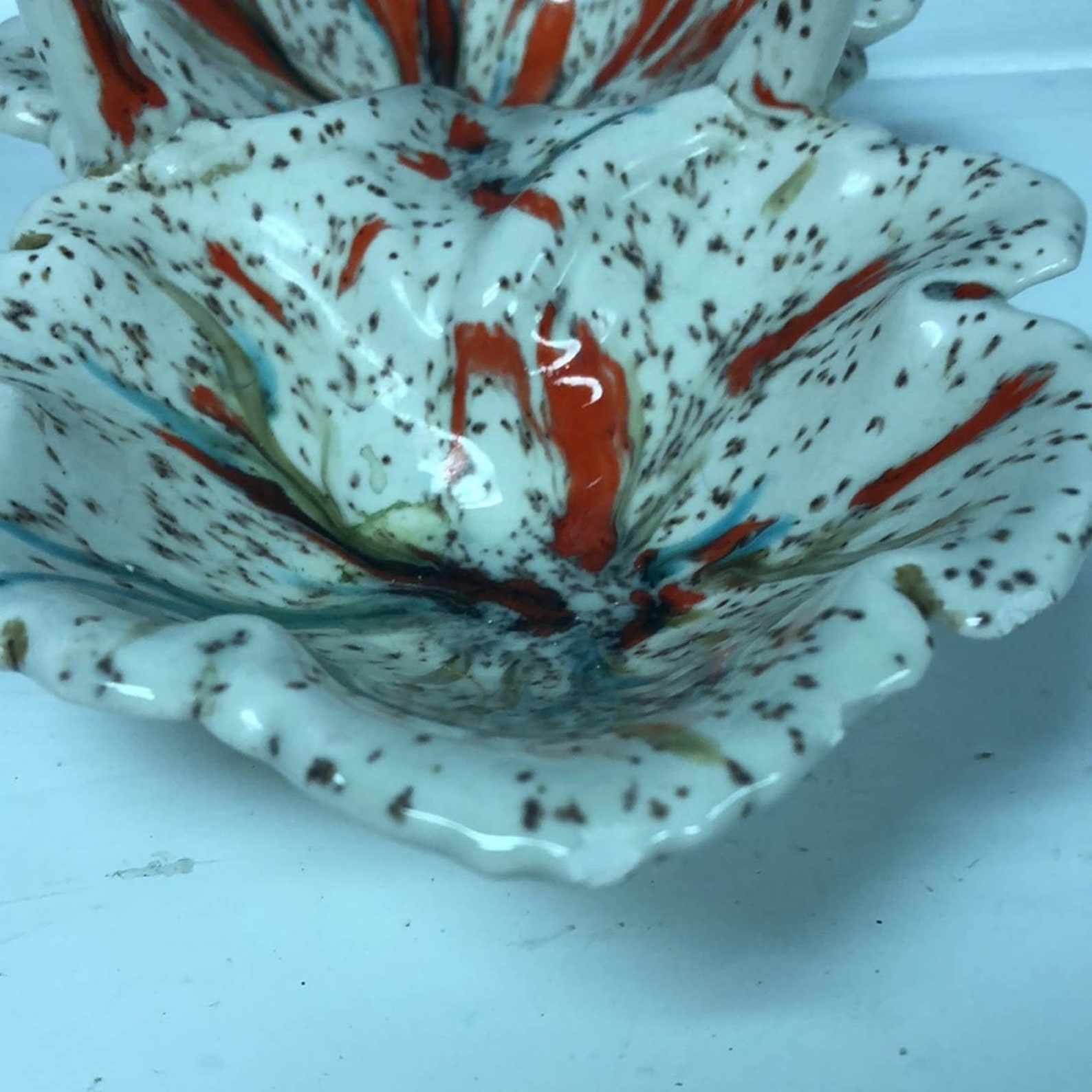 Vintage Hand Painted Glazed Ceramic Candy Dish Decoration 10” X 6 ...