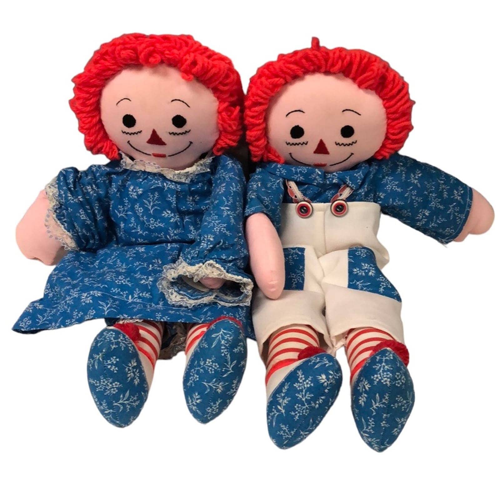 Vintage Handmade Raggedy Ann and Andy Plush 18” Dolls Cloth Rag Girl ...
