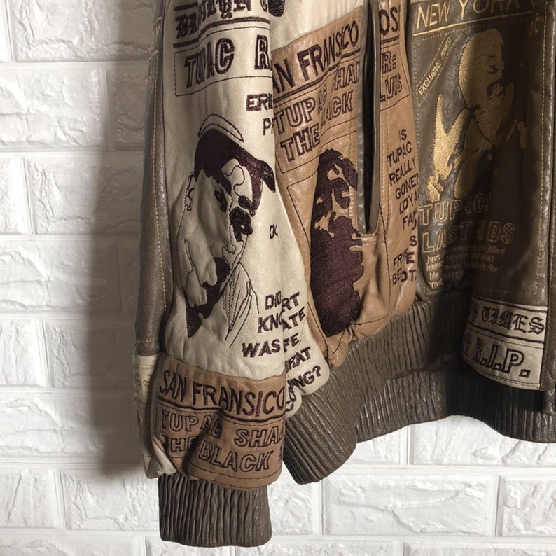 RARE Vtg 90’s Raw Flavor Tupac 2pac Shakur Leather Collectible Bomber ...