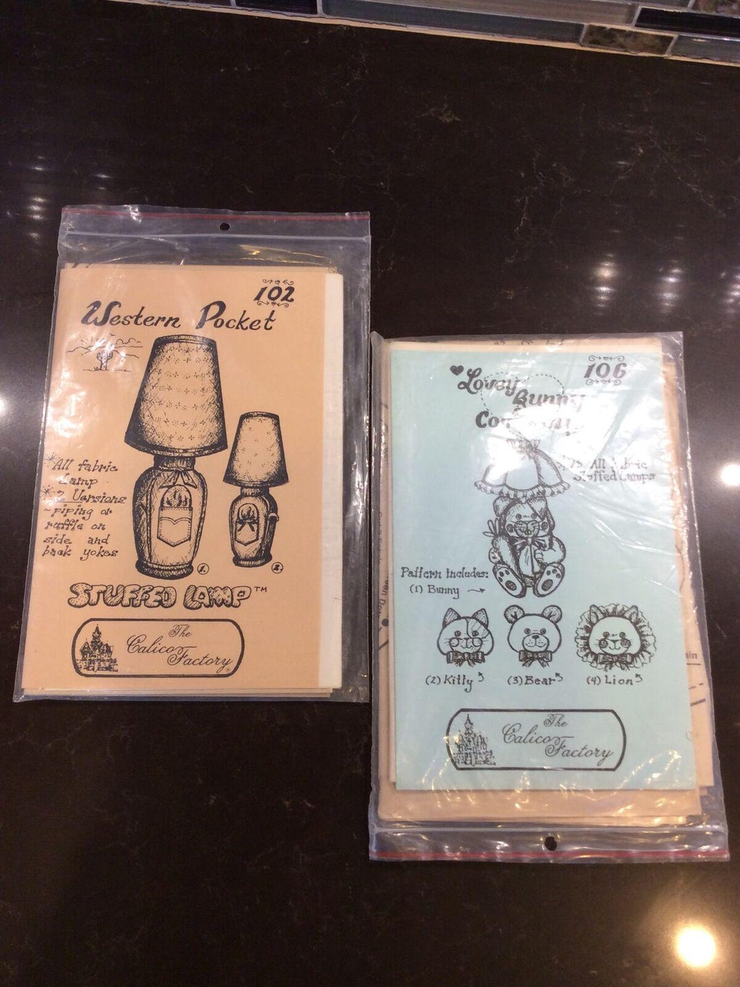 Vintage the Calico Factory Lovey Bunny #106 & Western Pocket #102 ...