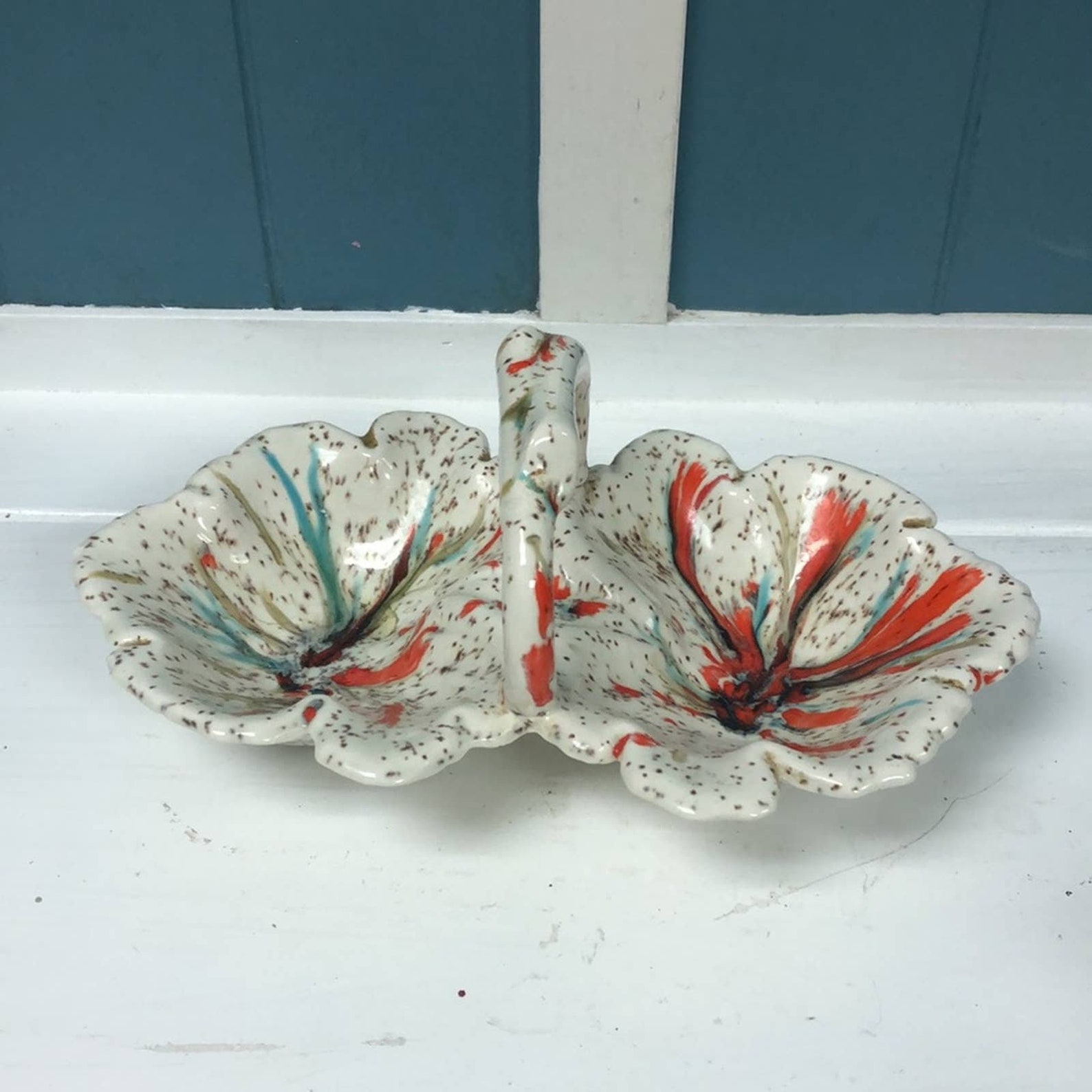 Vintage Hand Painted Glazed Ceramic Candy Dish Decoration 10” X 6 ...