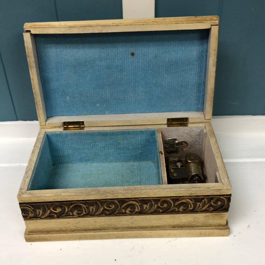 Vintage Made in Japan Wooden Music Box Musical Jewelry Storage 9.5” X 6 ...