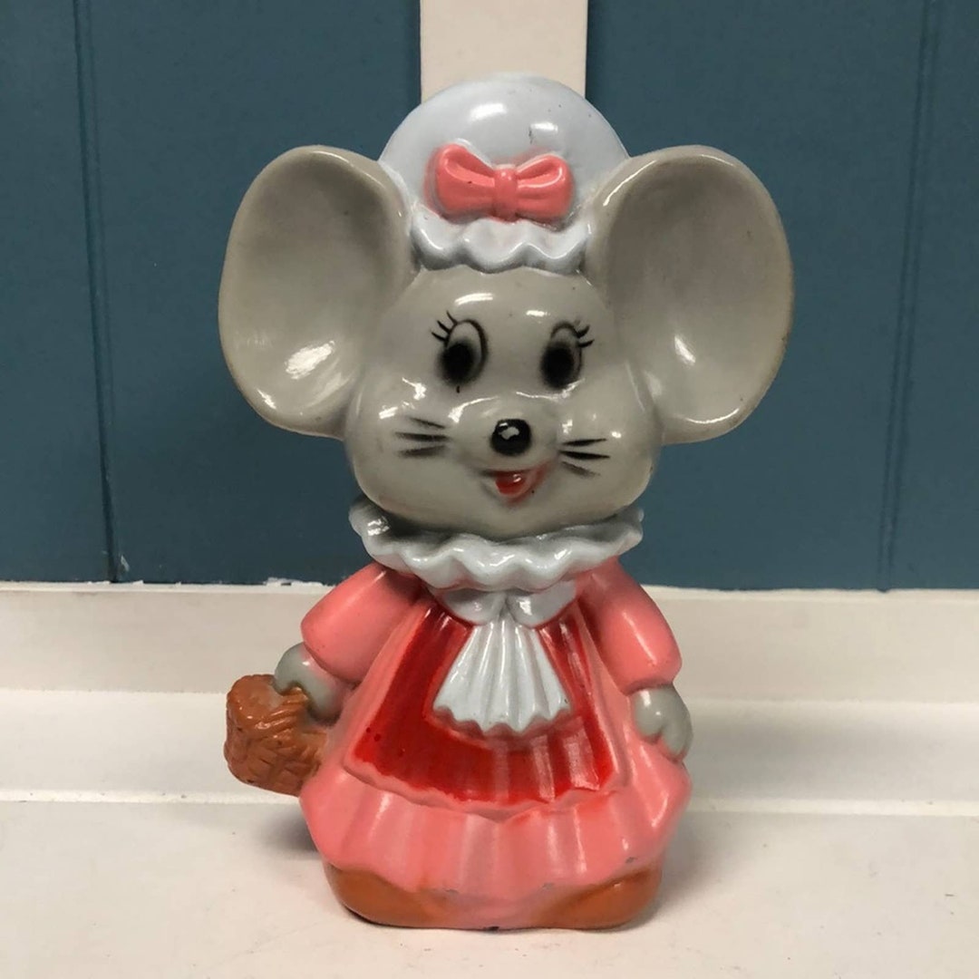 VINTAGE 1980 MOUSE GIRL Coin Banks Hard Plastic 6.5" Made in Hong Kong ...
