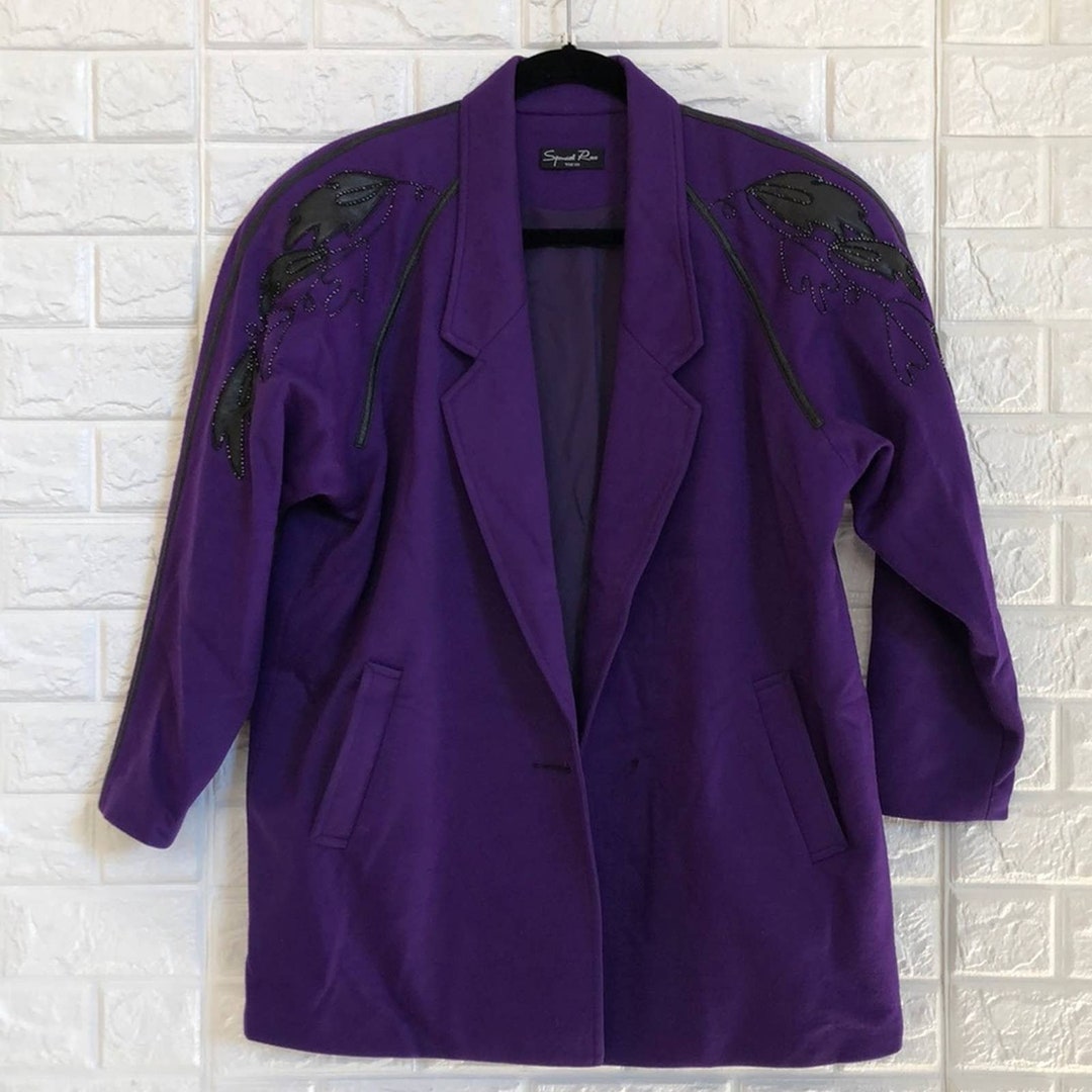 Vintage Tokyo 80s 90s Purple Appliqué Coat - Etsy